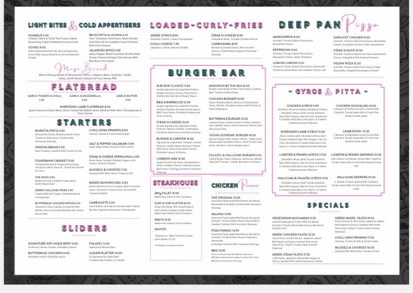 Carta del restaurante Bun Bun, South Shields