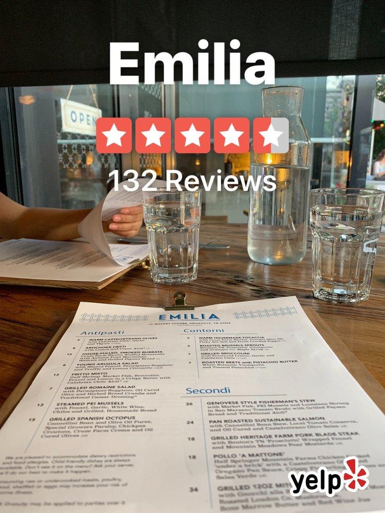 Menu at Emilia restaurant, Knoxville