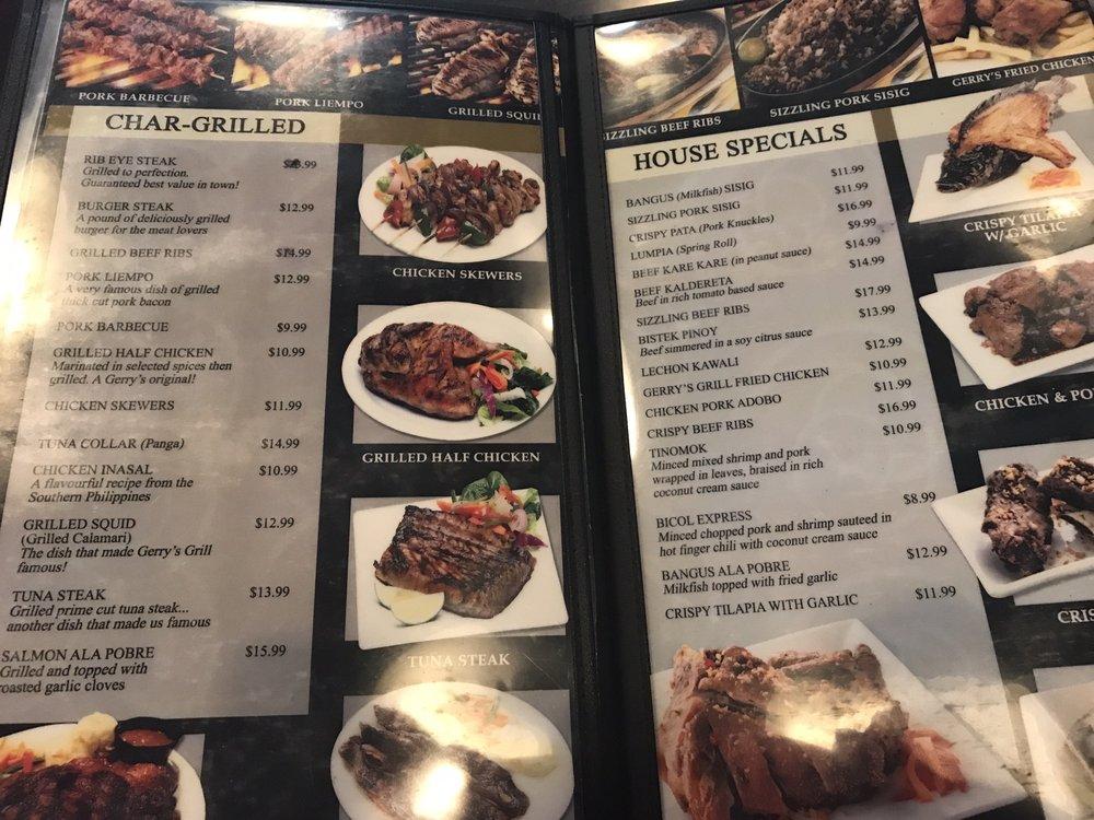 Menu at Gerry's Grill restaurant, Artesia, South St #107