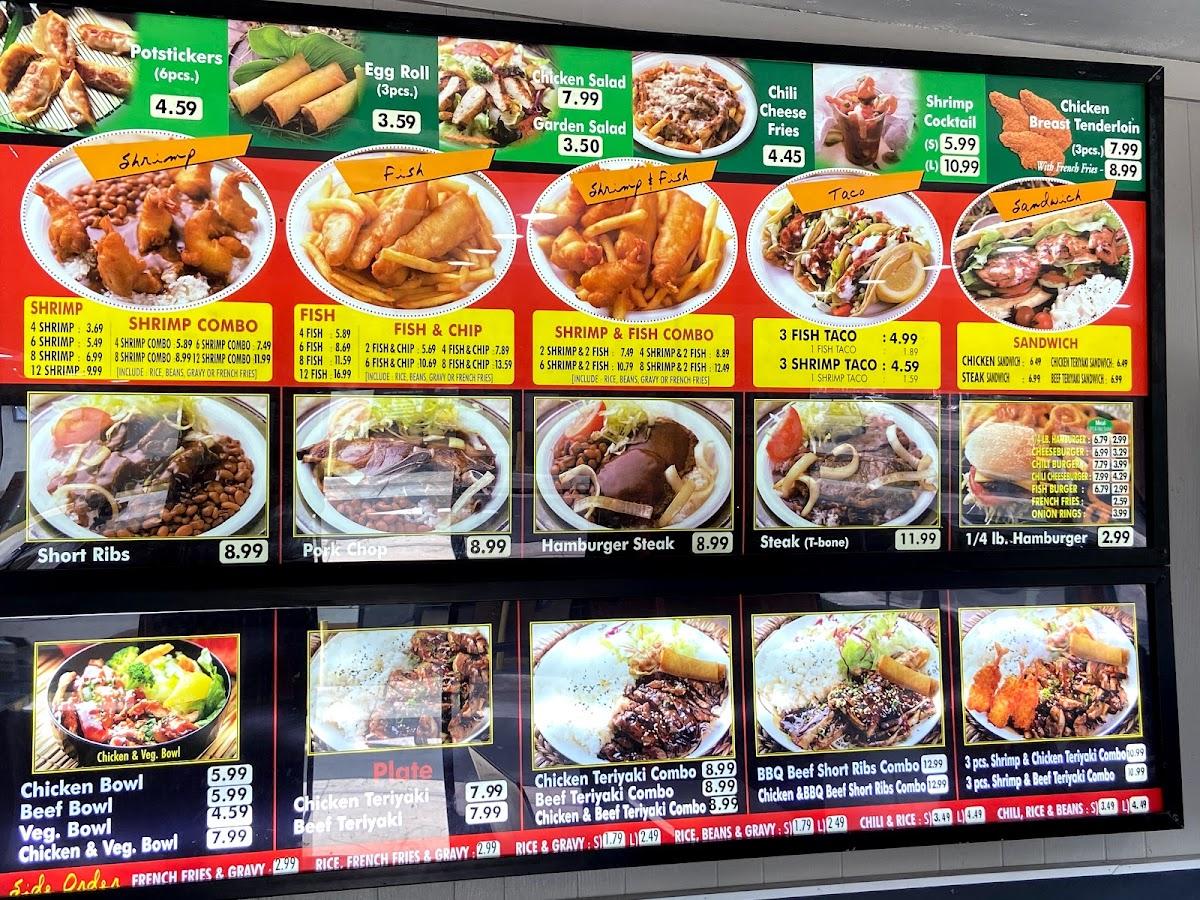 Menu at Johnny's Shrimp Boat restaurant, Whittier