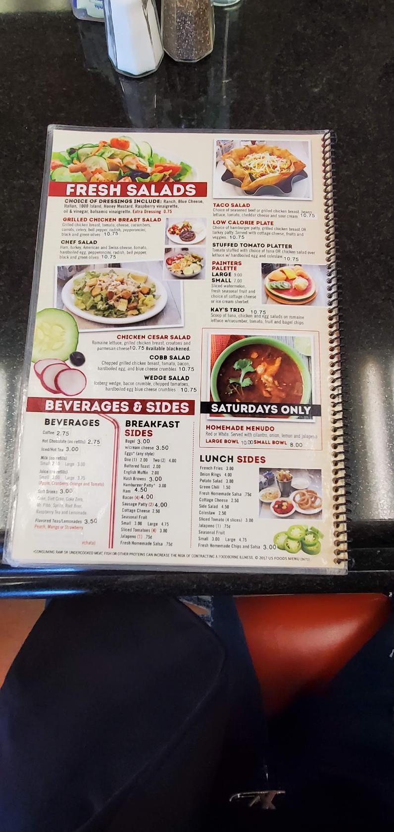 Menu at Kay's Kafe cafe, Phoenix
