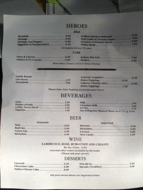 Menu at Middle Village Pasta & grill restaurant, Middleburgh, 334 Main St