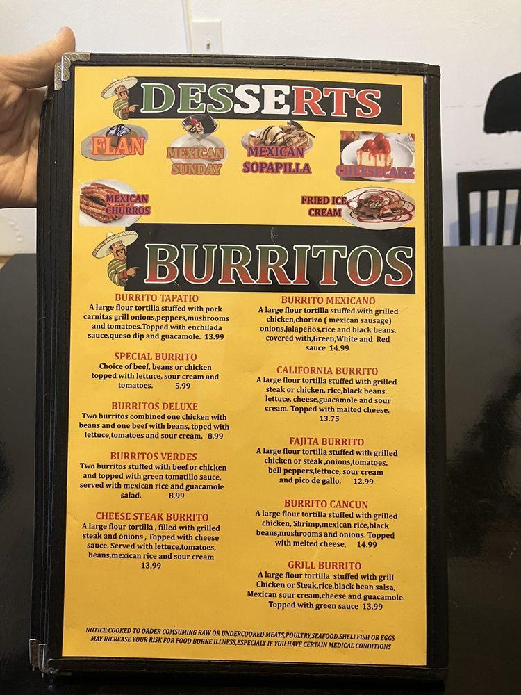 Menu at Sombreros Mexican Grill II restaurant, Aiken