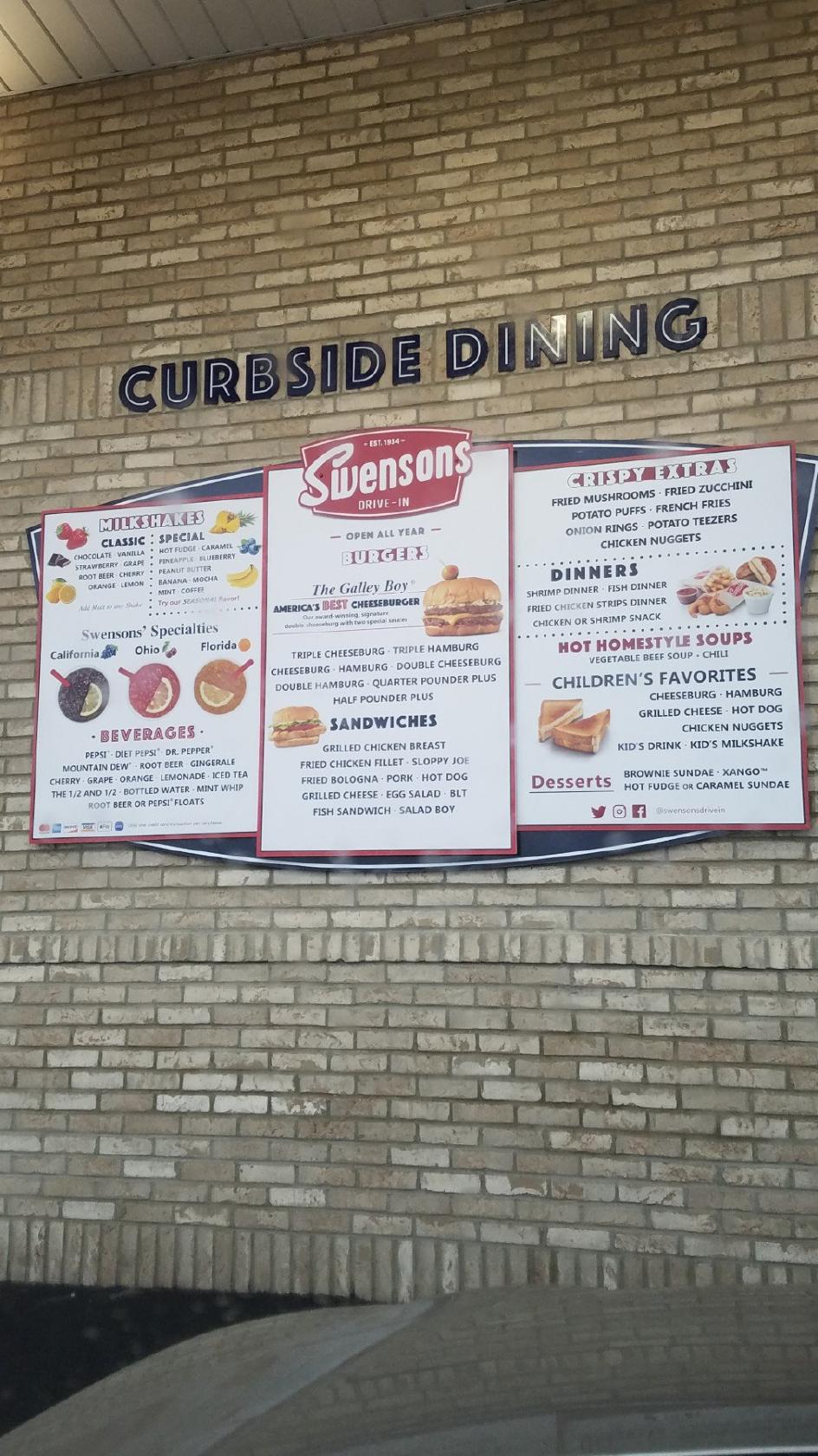 Menu at Swensons Drive-In fast food, Columbus, Ikea Wy