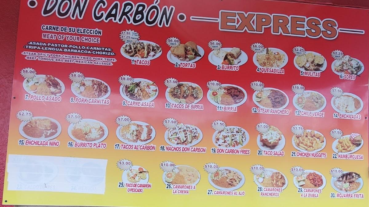 Menu at Taqueria Don carbón express #2 restaurant, Hendersonville
