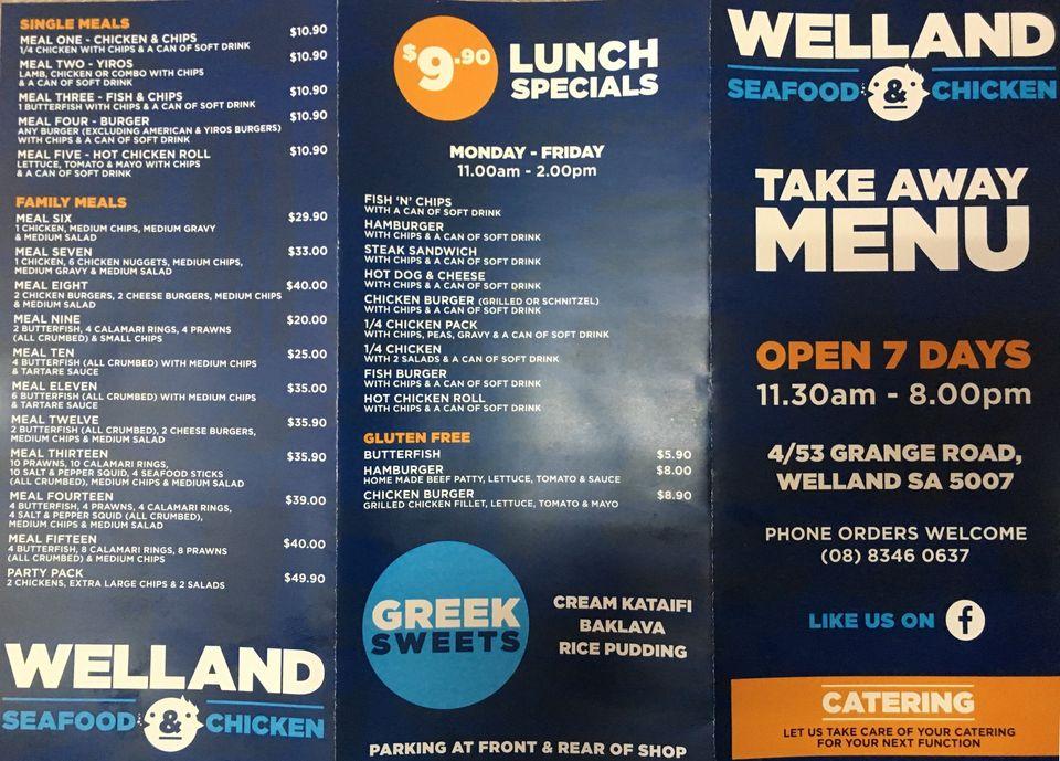 Menu at Welland Seafood & Chicken, Welland