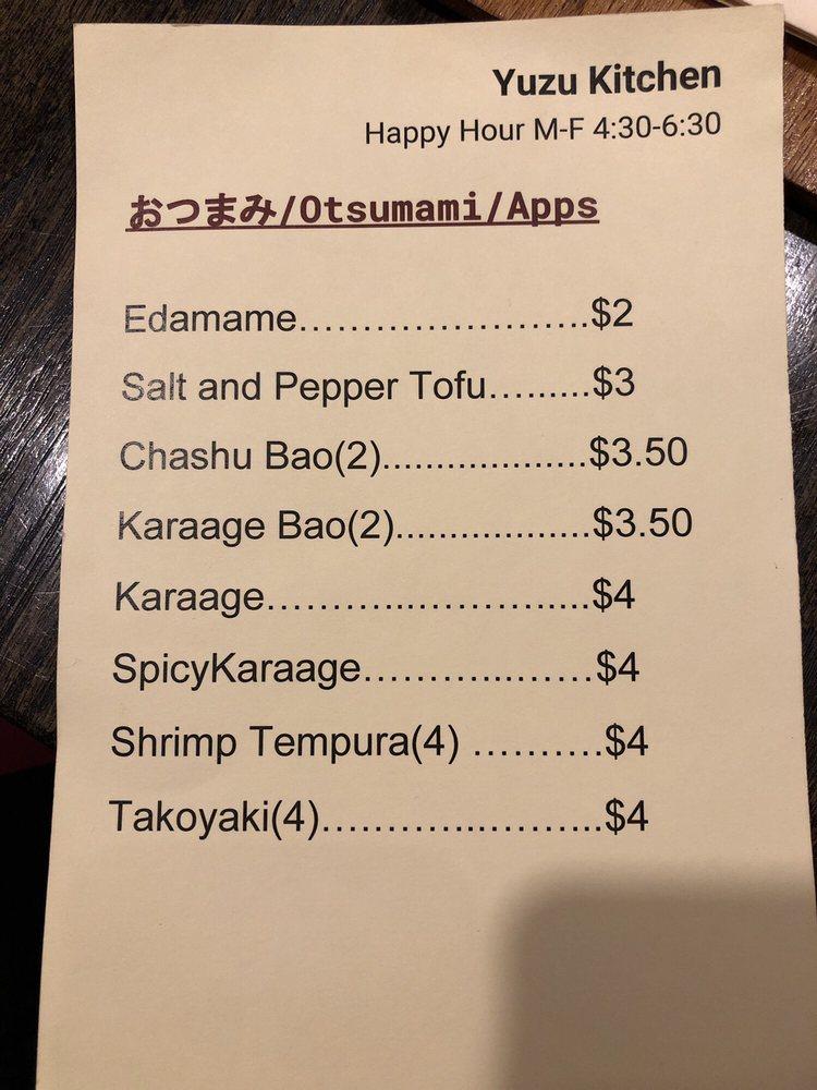 Menu at Yuzu Kitchen pub & bar, Pittsburgh