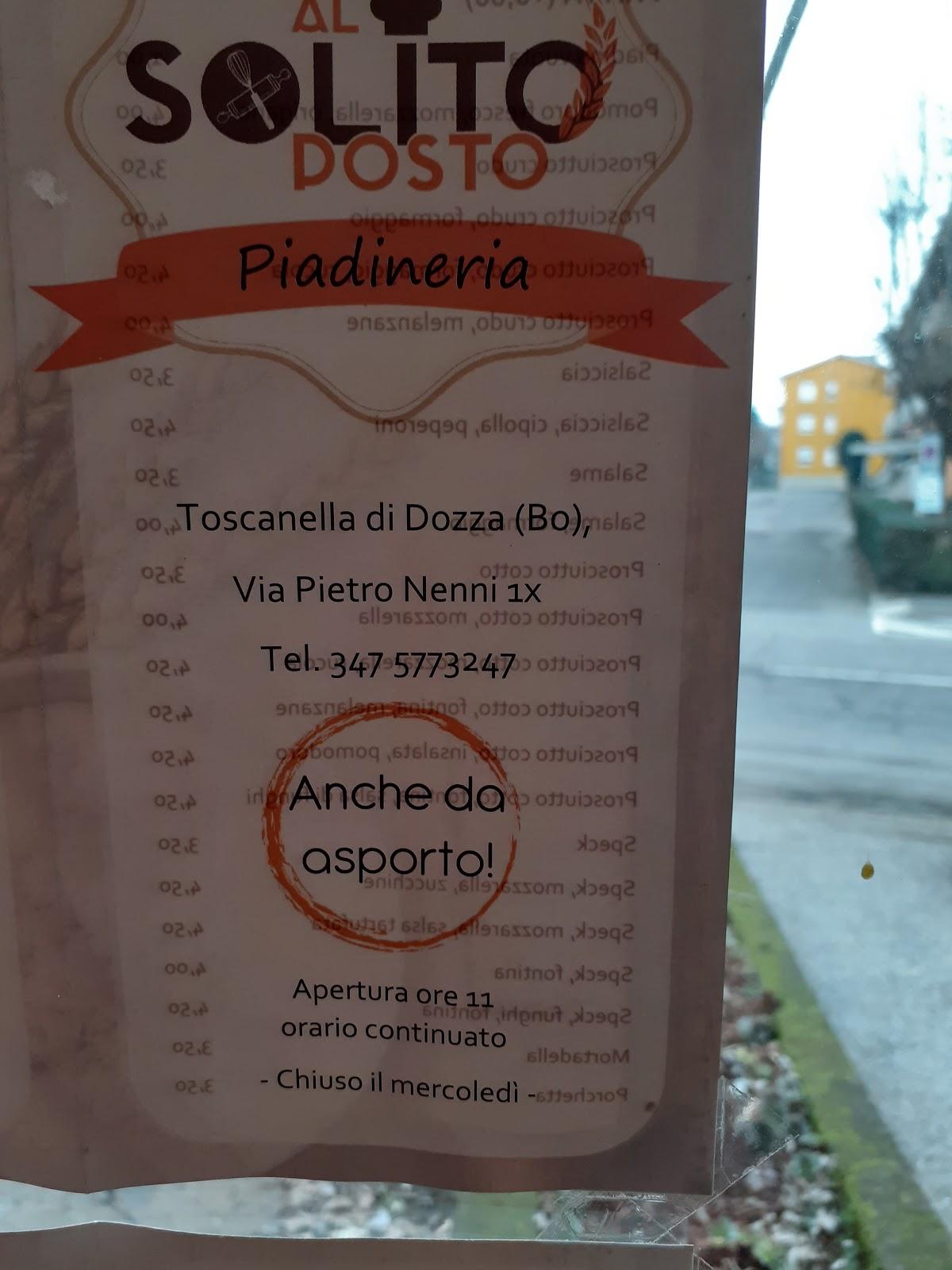 Menu at Al Solito Posto Piadineria restaurant, Toscanella
