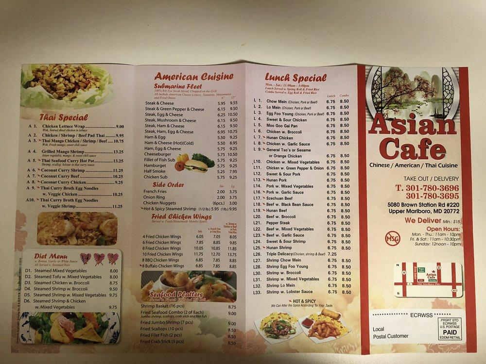 Menu at Asian Cafe, Upper Marlboro