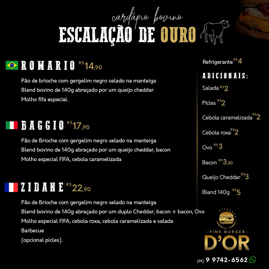 Menu at Burger D'or restaurant, Belo Horizonte
