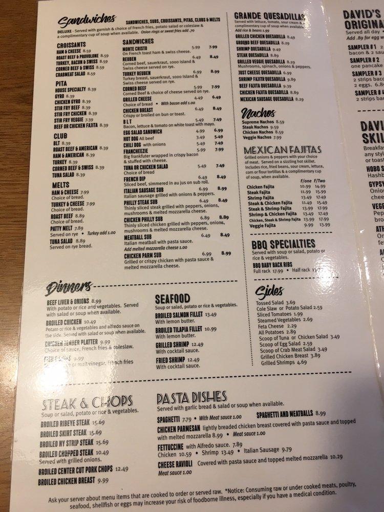 Menu at David's Restaurant, Asheboro
