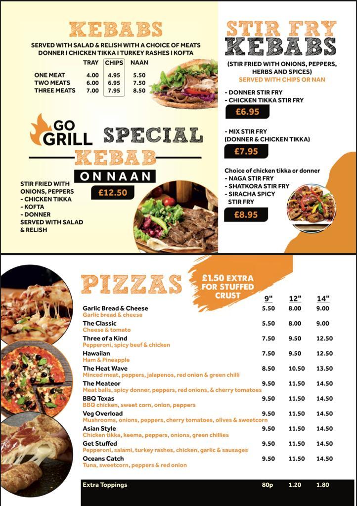 Menu at Go Grill restaurant, Newcastle-under-Lyme, First Floor