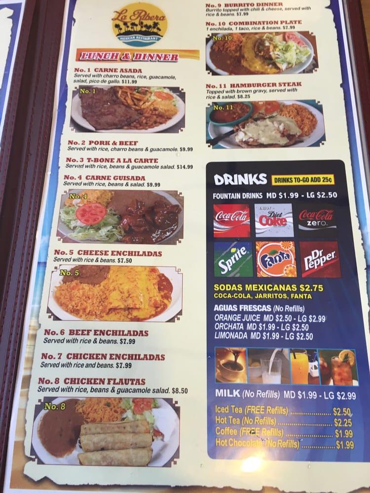 Menu at La Ribera restaurant, Refugio