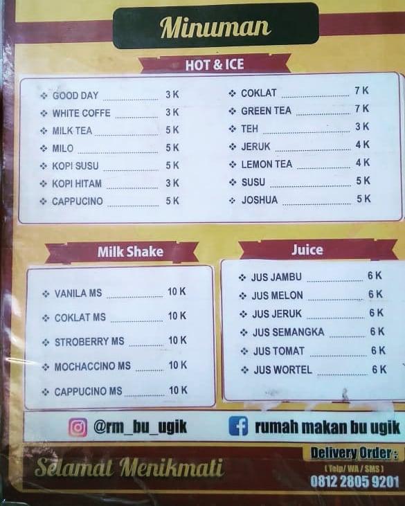 Carta del restaurante SOTO SEGER & SOP IGA - Bu Ugik, Purwantoro