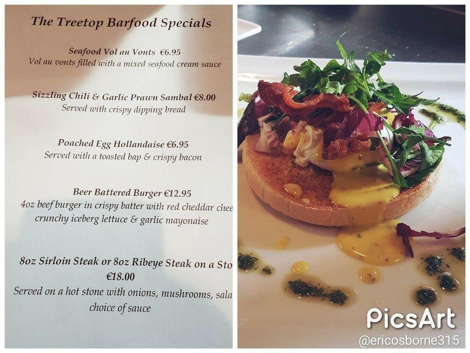 Menu at THE TREETOP RESTAURANT / THE STEERING WHEEL BAR, Clondalkin