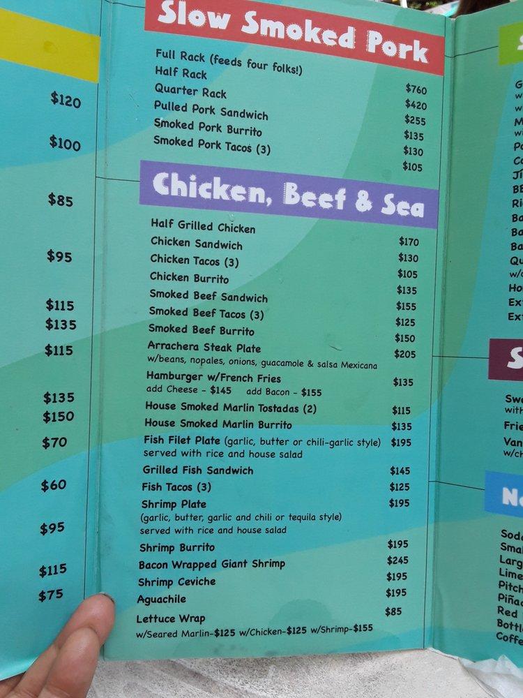 Menu at El Rio BBQ, Puerto Vallarta