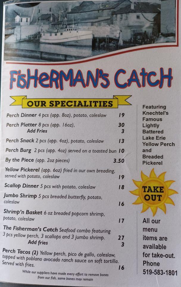 Menu at Fisherman's Catch Bar & Restaurant, Port Dover