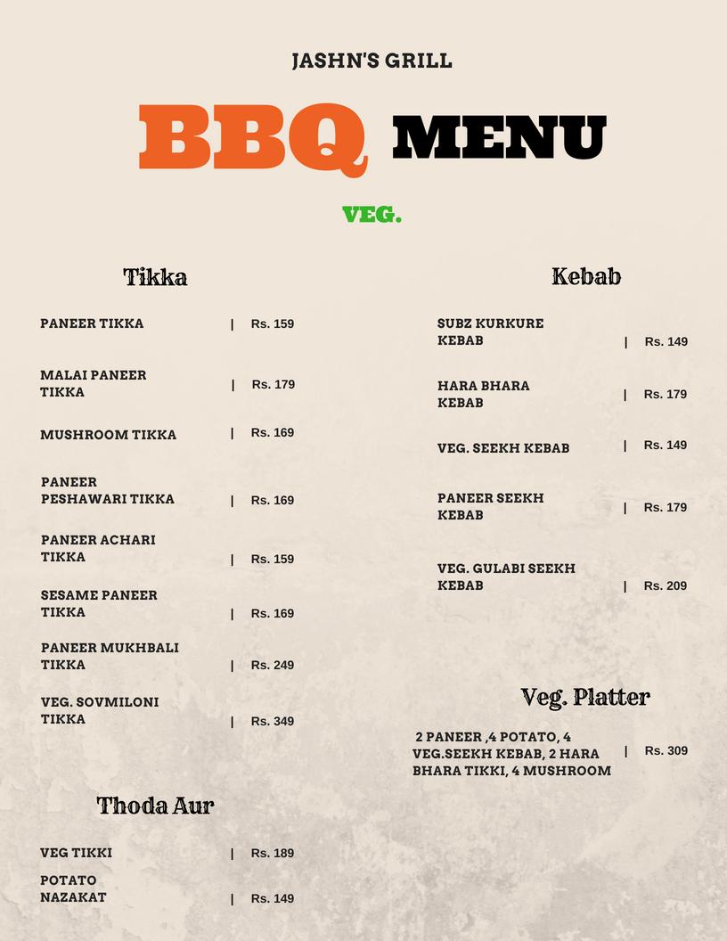 Menu at Jashn,The Restaurant, Ranchi