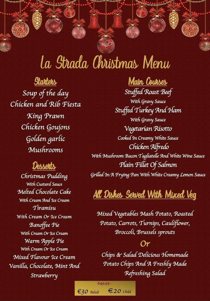 Menu at La Strada Restaurant, Ennis