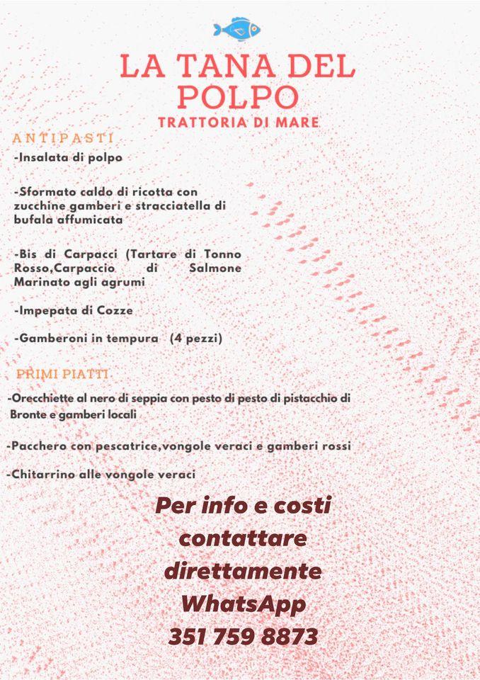 Carta del restaurante La Tana del Polpo, Bari