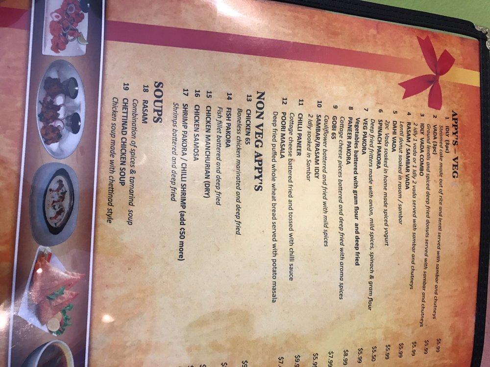 Menu at Madras Club House, Surrey