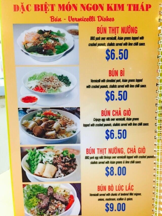 Menu at Quan Kim Thap restaurant, Westminster