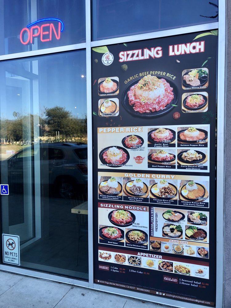 Menu at Sizzling Lunch steakhouse, Goleta