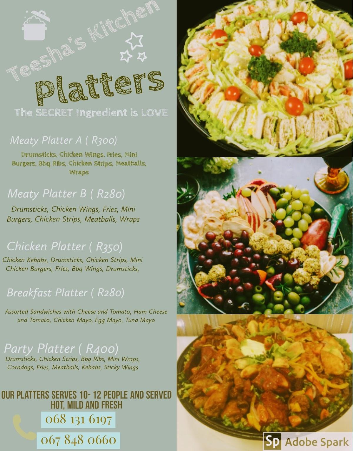 Menu at TeeShaa's Pallet Arts and Crafts, Polokwane
