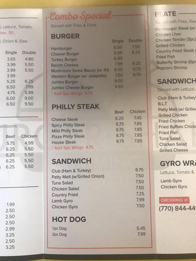 Menu at Burger & Shake restaurant, Cumming