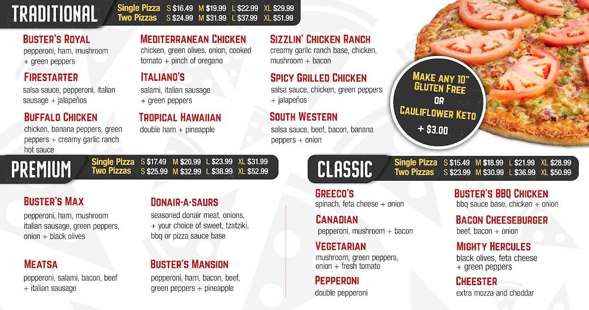 Menu at Buster's Pizza & Donair pizzeria, Fort McMurray