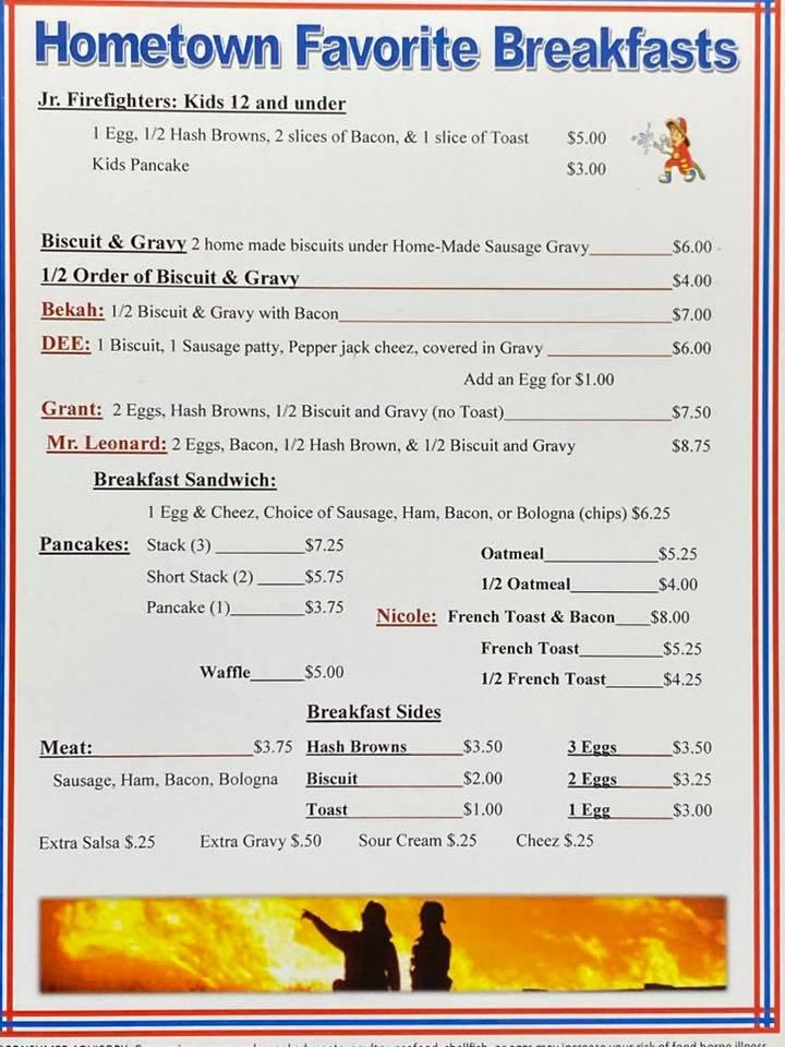 Carta de Little Firehouse Cafe, Derby