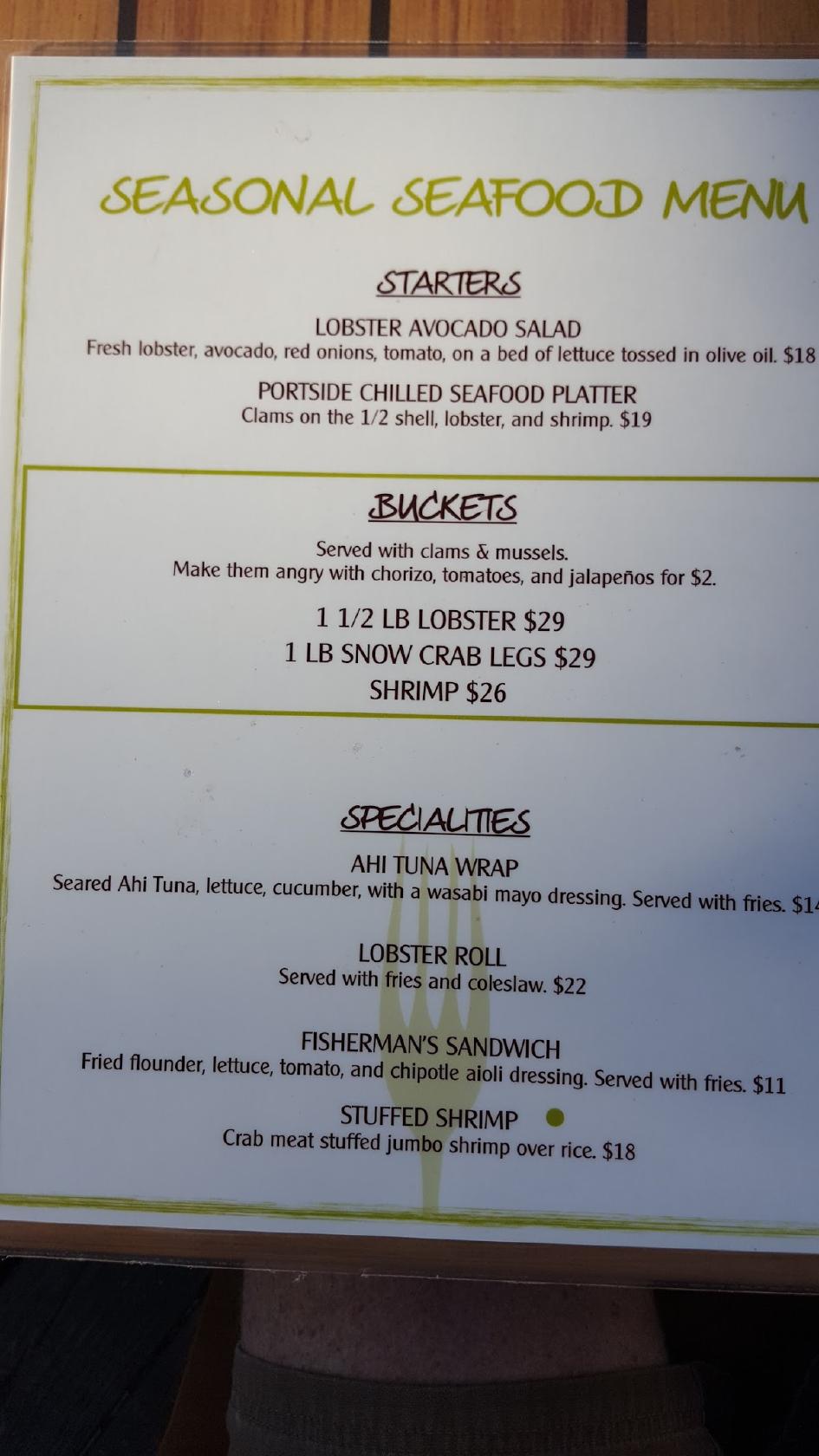 Menu at Portside Bar & Grill, Port Jefferson