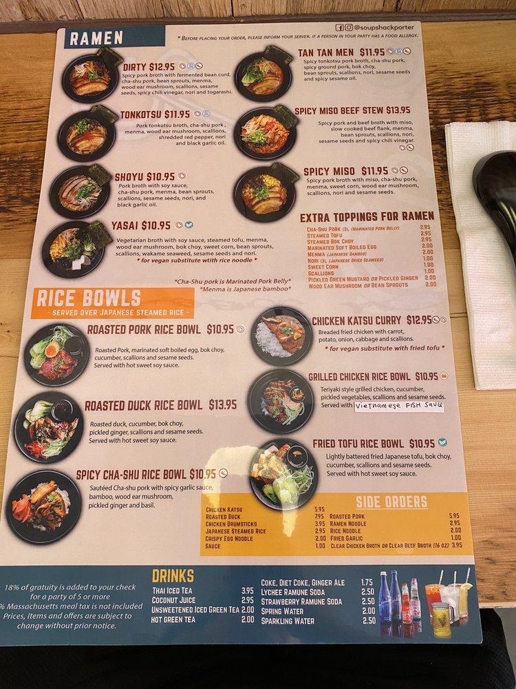 Menu at Soup Shack Porter (Cambridge) restaurant, Cambridge