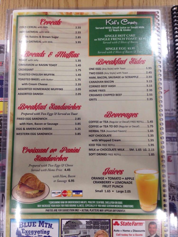 Menu at Walnut Bottom Diner restaurant, Carlisle
