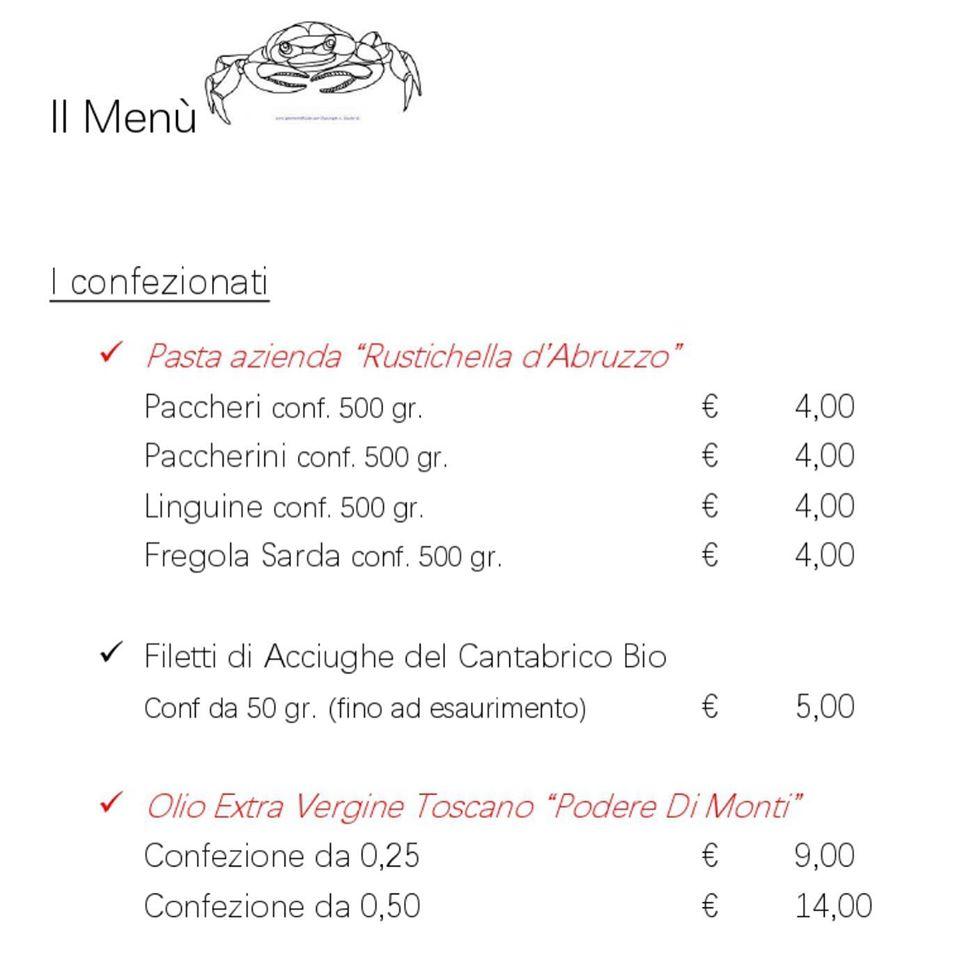 Menu da Ristorante Acquapazza, Mantova