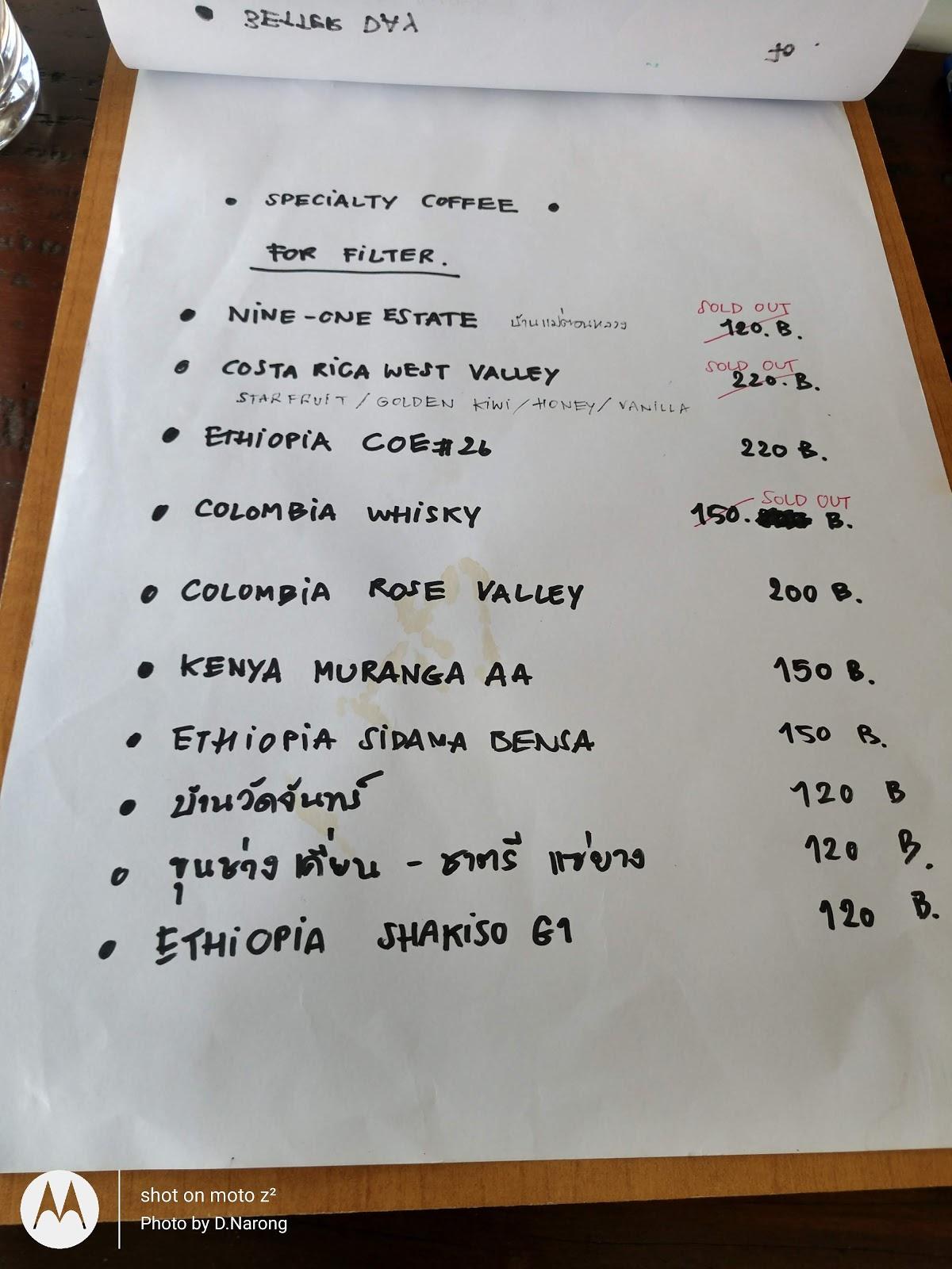 Menu at Alice Cafe, Bangkok, 125 Fuang Nakhon road
