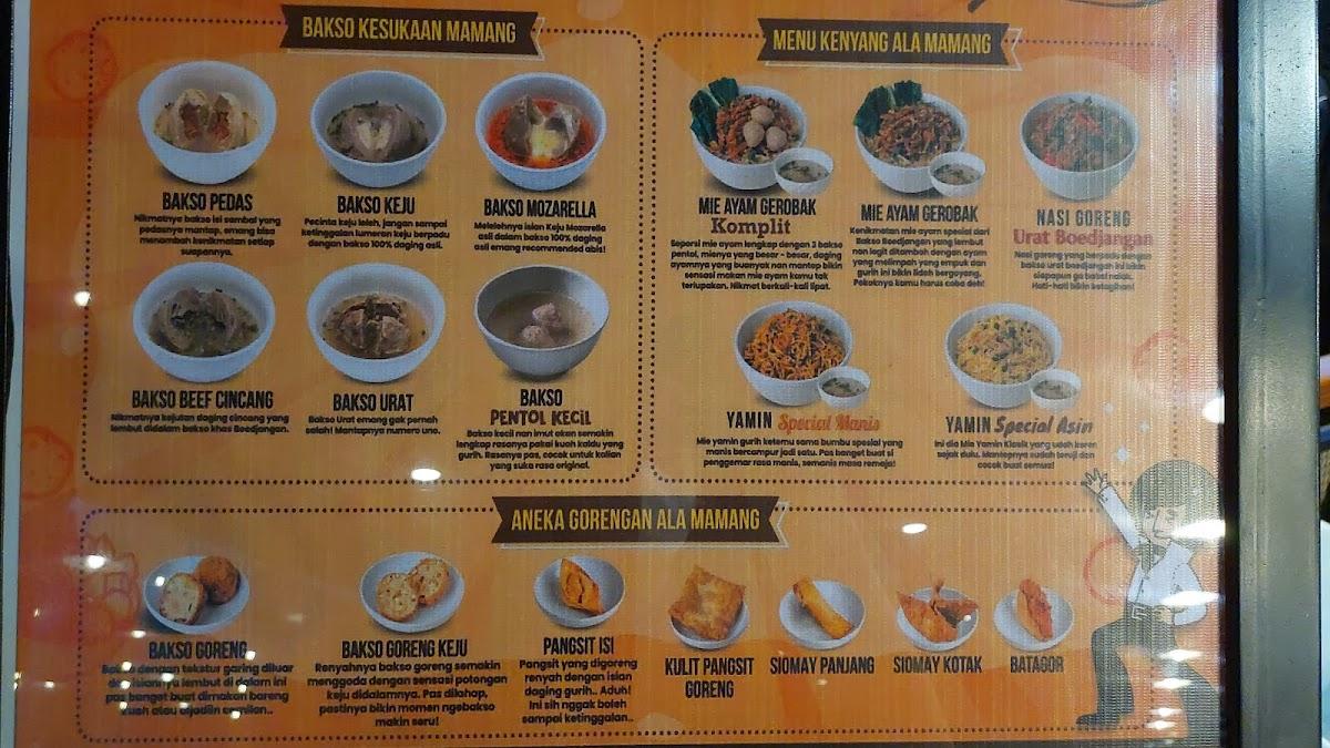 Menu at Bakso Boedjangan Proklamasi restaurant, Jakarta
