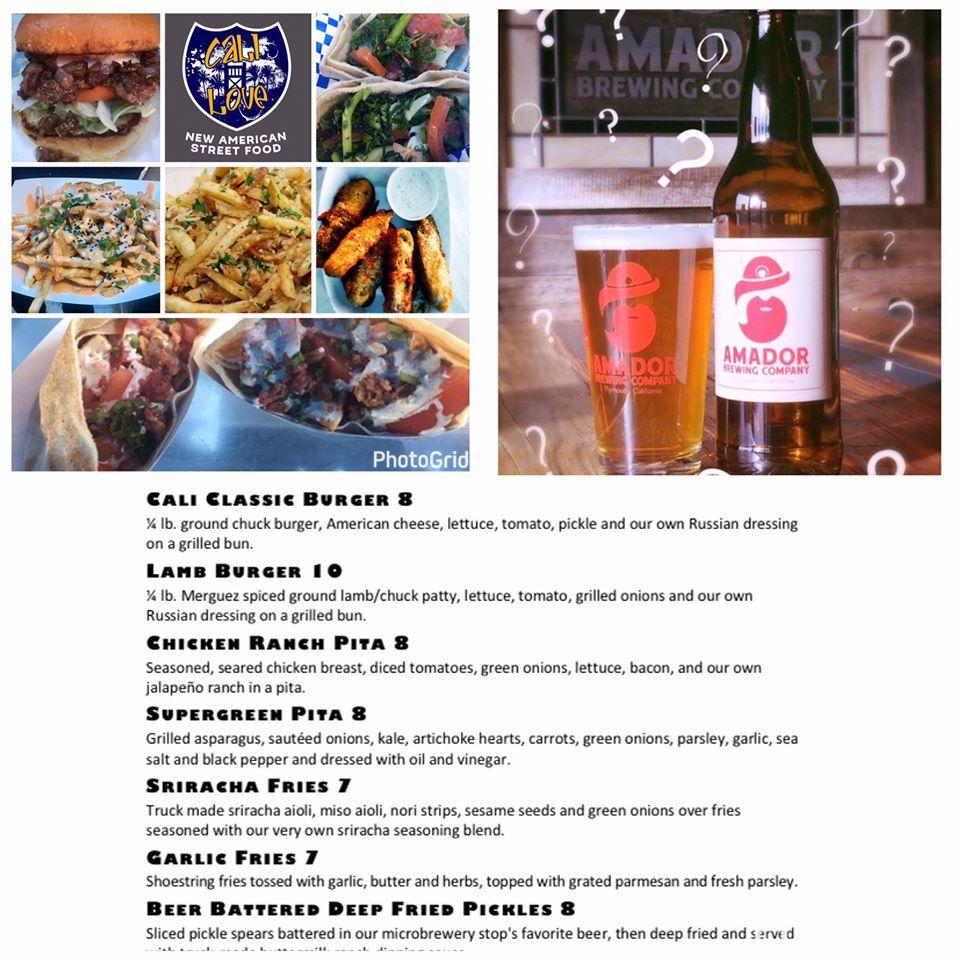 Menu at Cali Love Food Truck, Sacramento