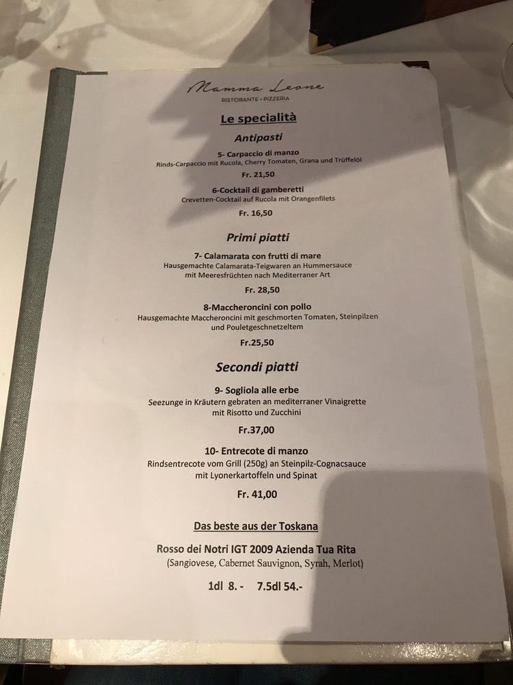 Menu da Mamma Leone, Lucerna