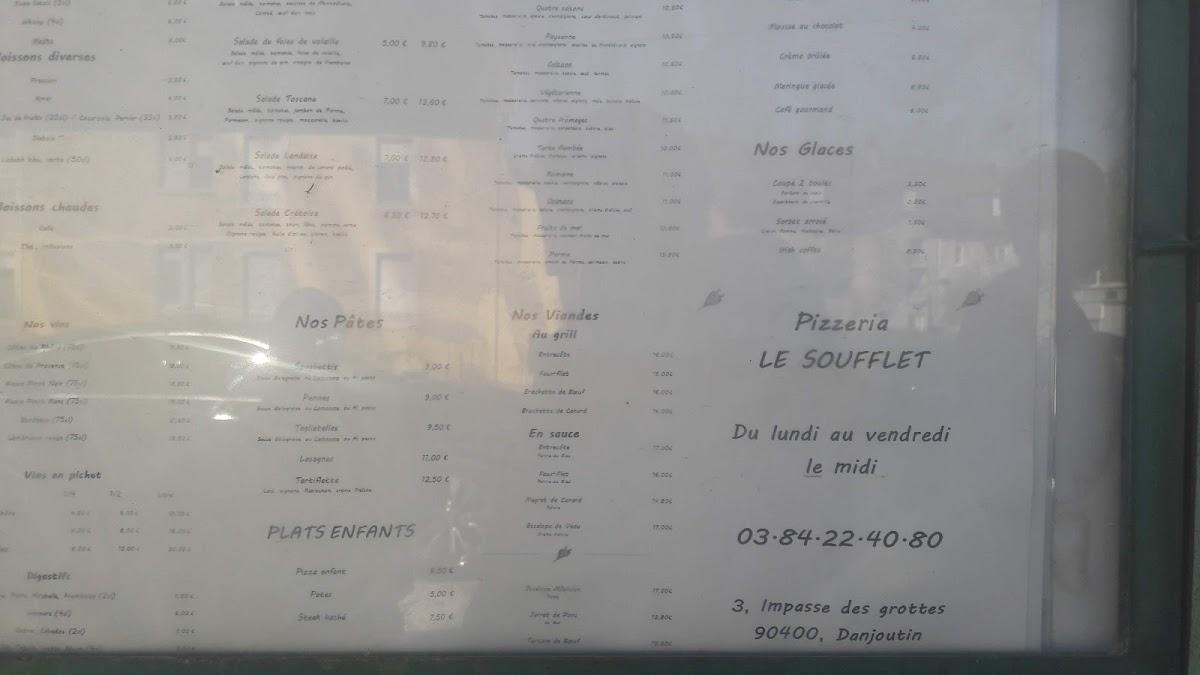 Menu at Restaurant le Soufflet, Danjoutin, 3 Imp. des Grottes