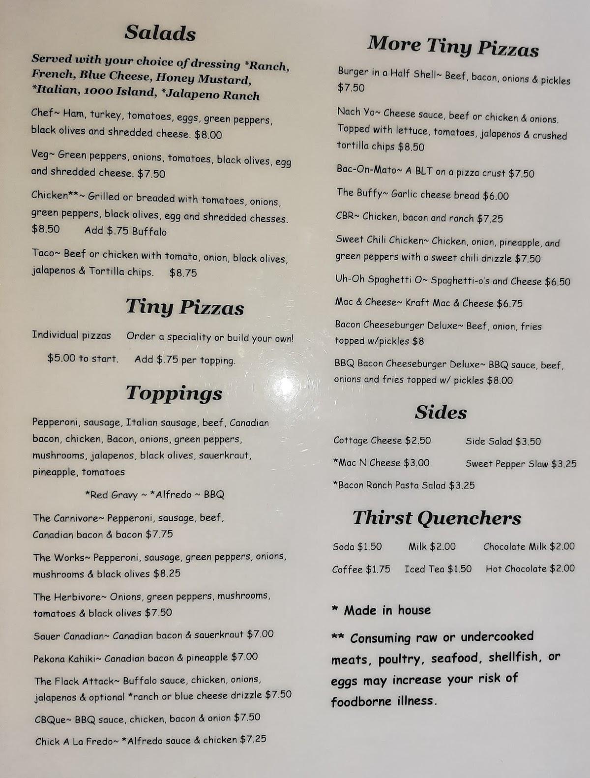 Menu at Runts Munchies LLC. restaurant, Cedar Rapids