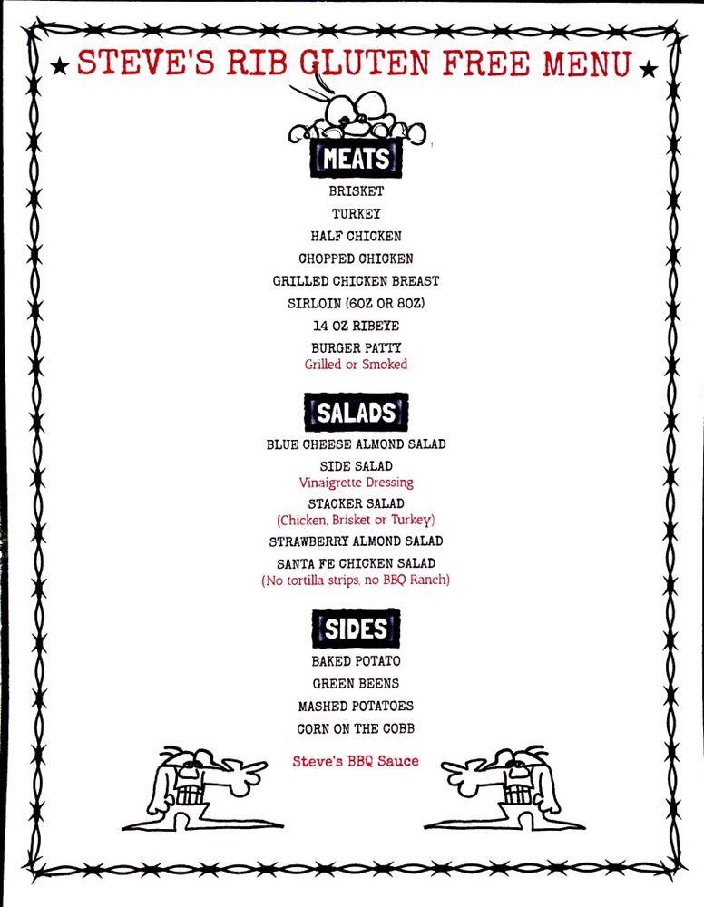 Menu at Steve's Rib pub & bar, Edmond, W Edmond Rd