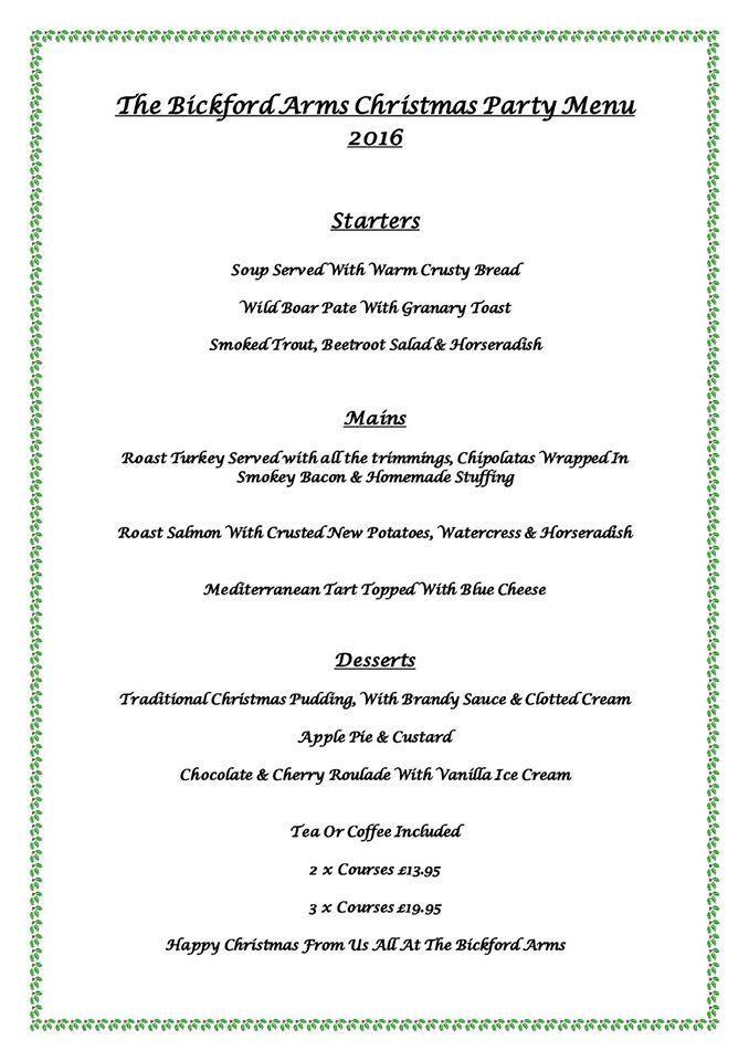 Menu at The Bickford Arms pub & bar, England