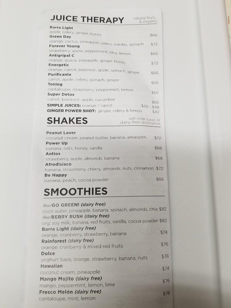 Menu at Barra Light, Puerto Vallarta, C. Rodolfo Gómez 134