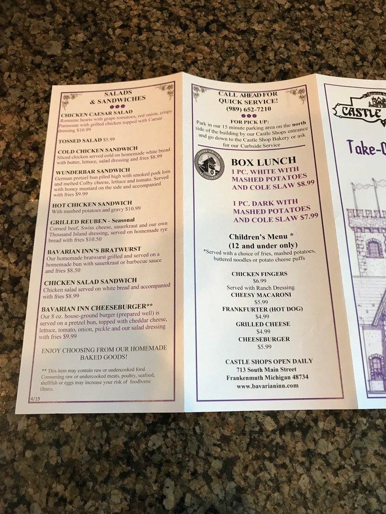 Menu at Bavarian Inn Restaurant, Frankenmuth, 713 S Main St Suite 1