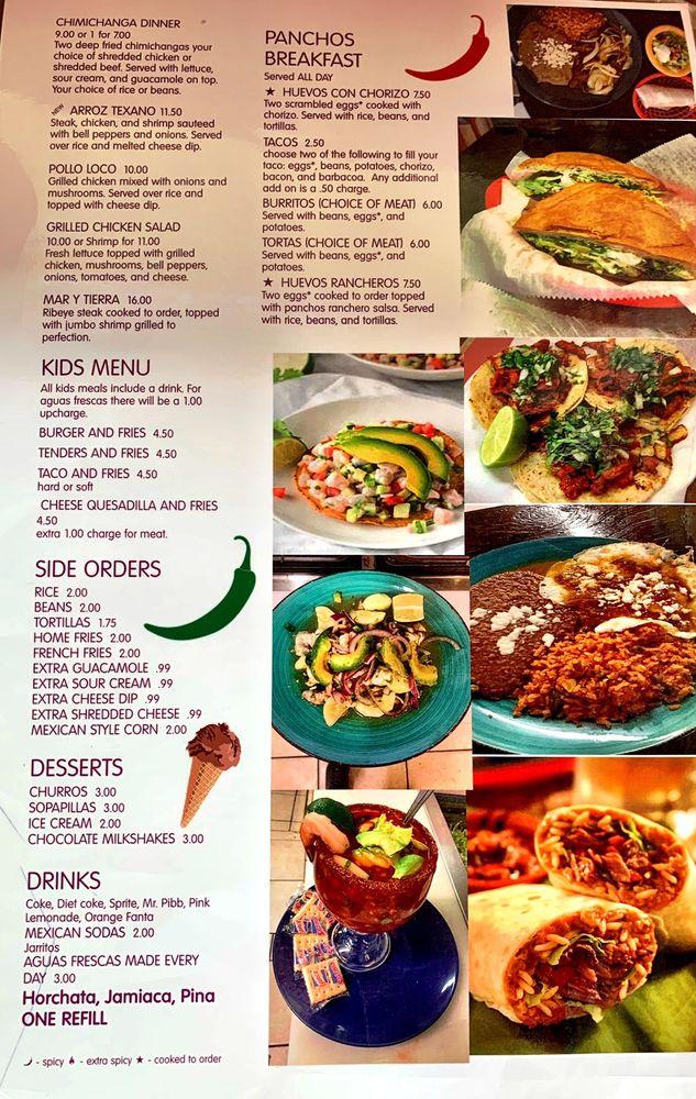 Menu at Tacos Don Pancho restaurant, Brunswick