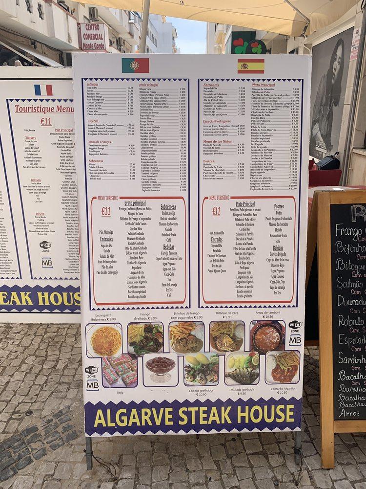 Menu at Algarve Steak House steakhouse, Monte Gordo