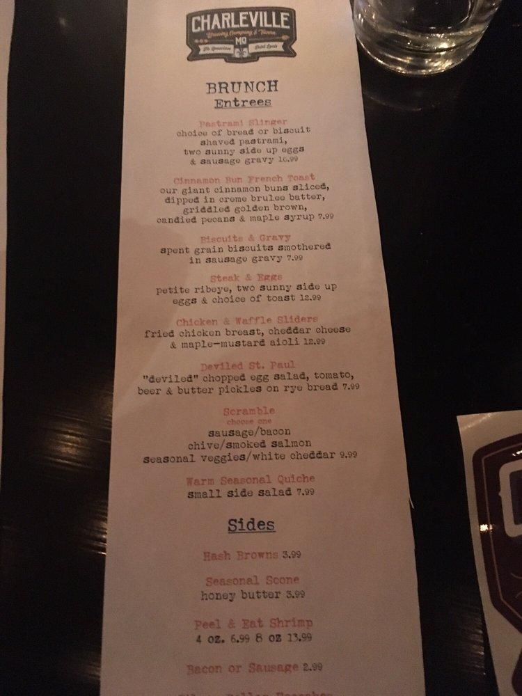 Menu at Charleville Brewing Company pub & bar, St. Louis