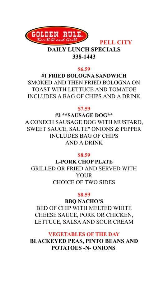 Extraordinary Golden Rule Pell City Menu Gallery