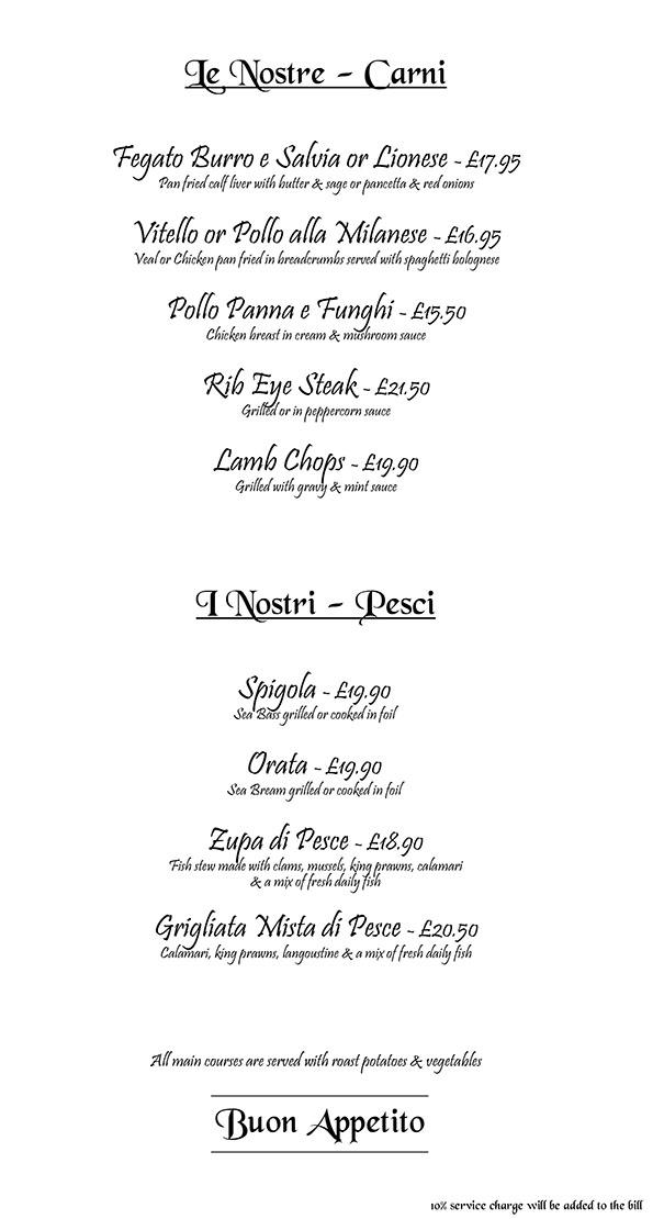 Menu at Il Bacio Theydon Bois restaurant, Epping